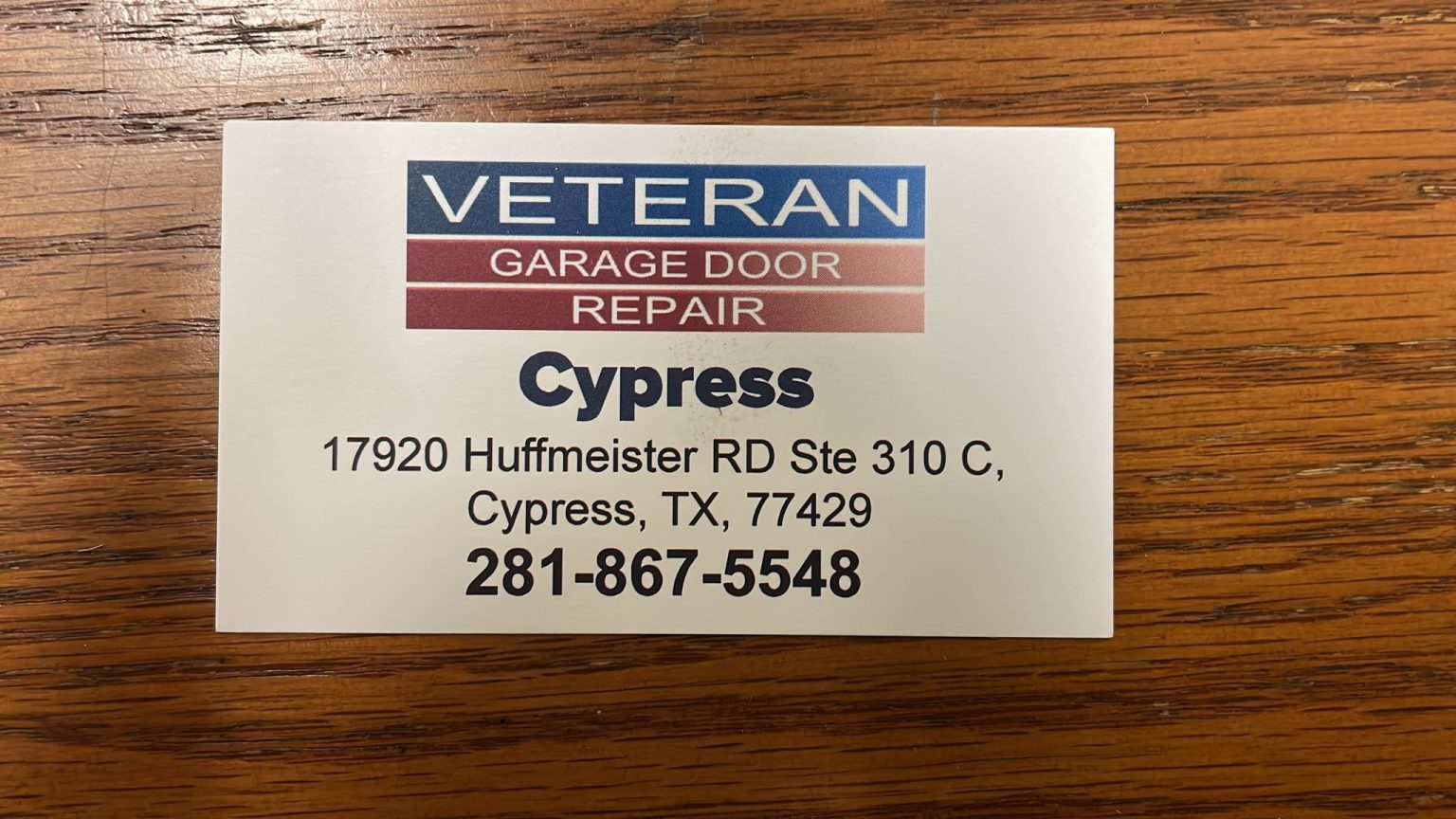 Veteran Garage Door Repair of Cypress, Texas | No Drive Up Fee